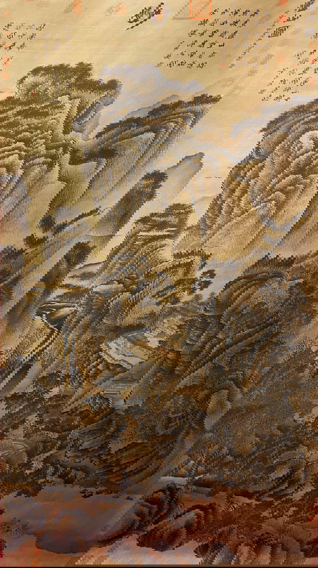 Chinese Landscape Painting, Ink On Silk, Hanging Scroll Fan Kuan Mark ...