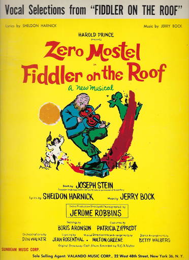 Vocal Selections From Fiddler On The Roof Zero Mostel