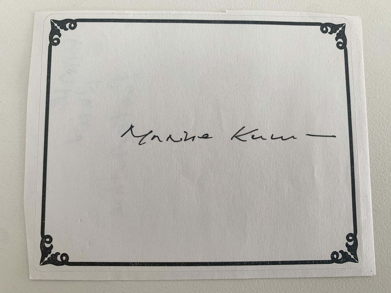 Maxine Kumin Original Signature