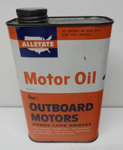 Allstate Outboard Motor Oil Flat Quart Can