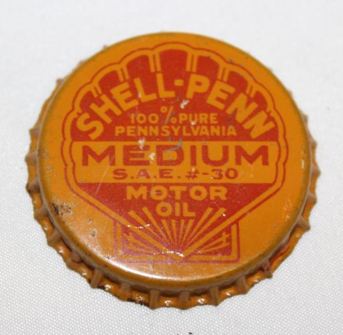 Shell Penn Medium Advertising Oil Bottle Cap Auction