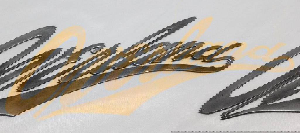 Overland Motor Car Co Brass Radiator Script Emblem