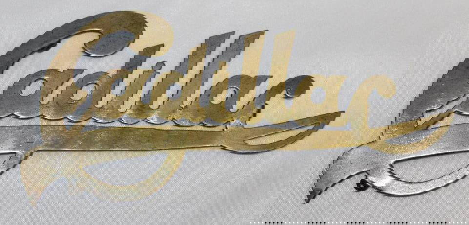 Cadillac Motor Car Co Brass Radiator Script Emblem Auction