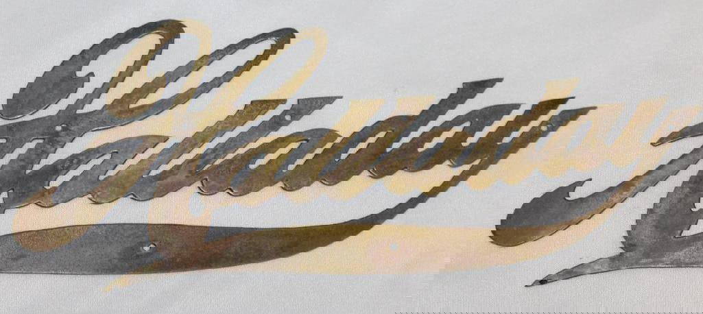 Halladay Automobile Co Brass Radiator Script Emblem