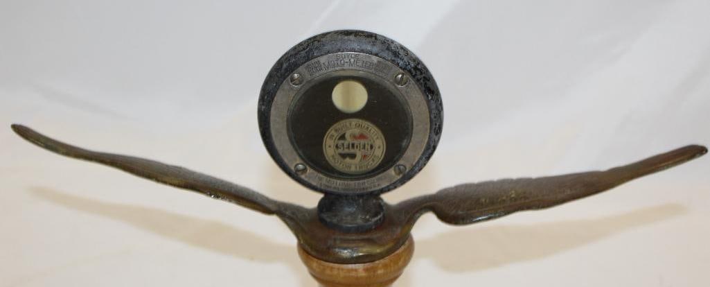 Selden Motor Trucks Motometer Radiator Mascot Hood Ornament W/ Winged Base