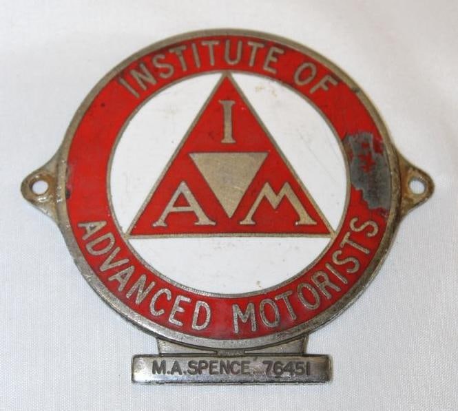 Institute Of Advanced Motorists License Plate Topper Badge