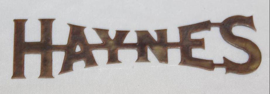 Brass Haynes Motor Car Co Radiator Script Emblem