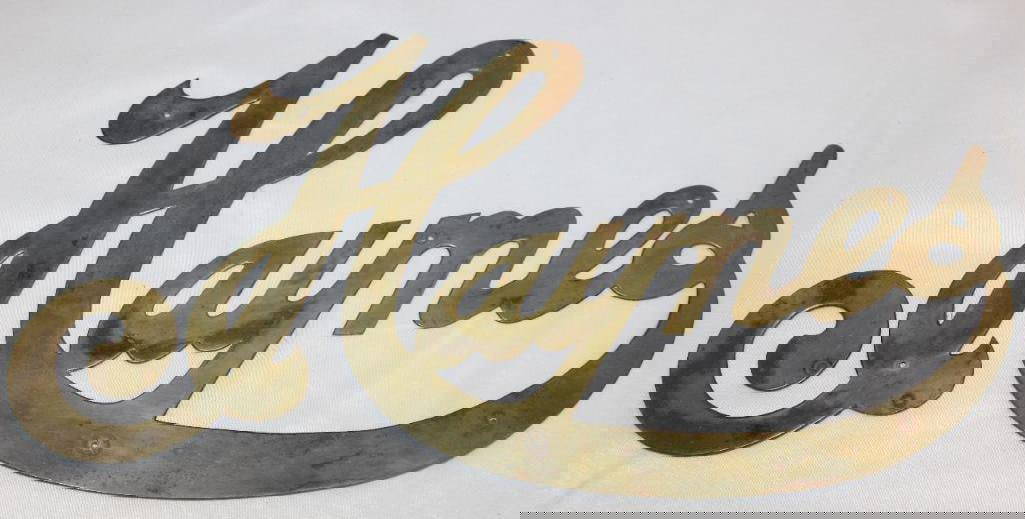 Brass Haynes Motor Car Co Radiator Script Emblem Auction