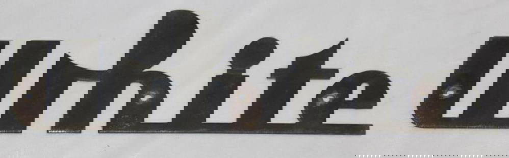 Brass White Motor Car Co Radiator Script Emblem