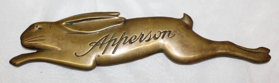 Brass Apperson Jack Rabbit Radiator Script Emblem