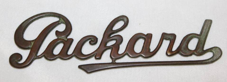 Brass Packard Radiator Script Emblem