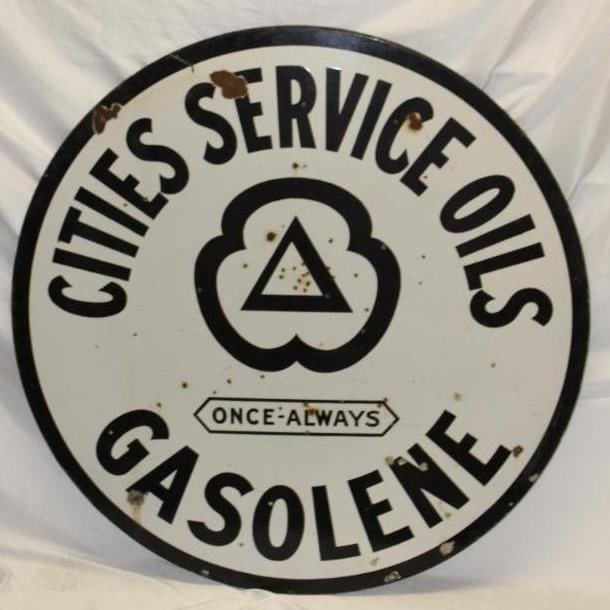 48" Cities Service Oils And Gasolene Porcelain Advertising Sign Auction