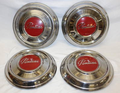 Set Of 4 1939 1941 Pontiac Dog Dish Hubcaps