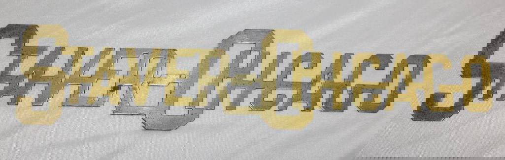 Staver Chicago Motor Car Co Brass Radiator Emblem Script Auction