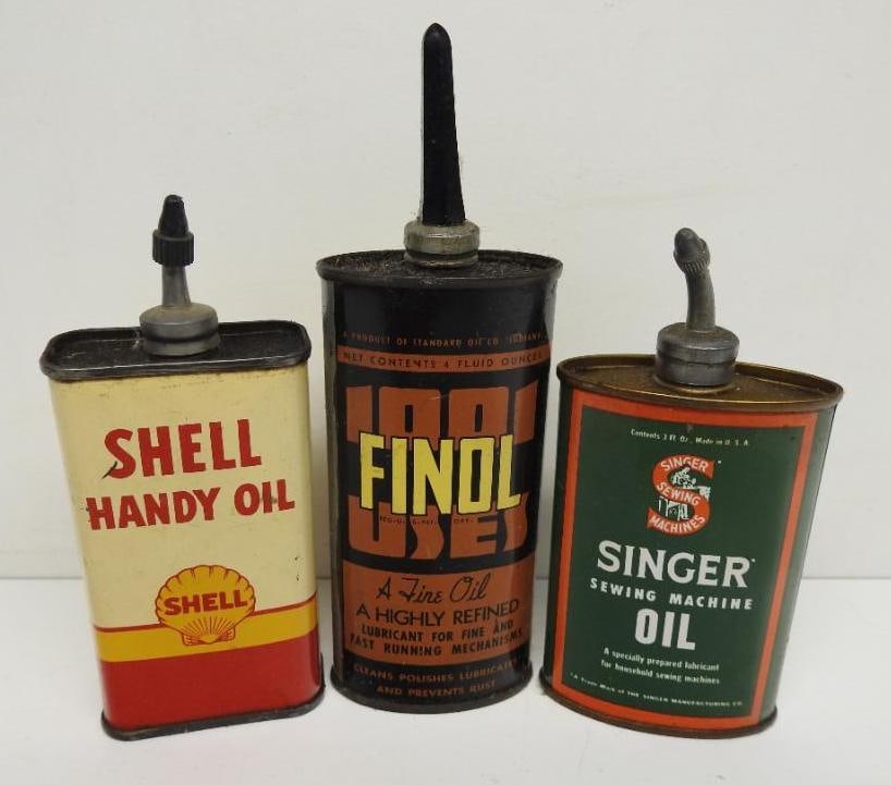 Shell, Finol, And Singer Handy Oiler Cans Auction