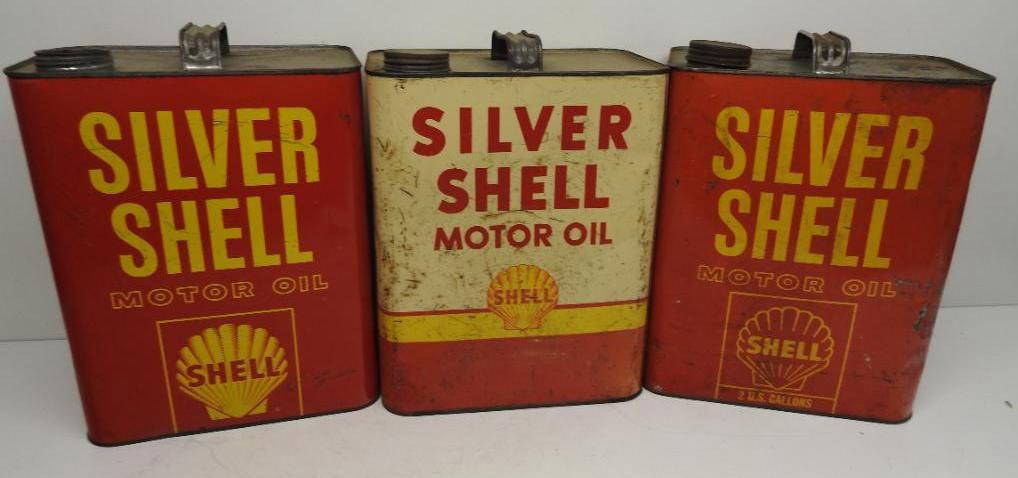Silver Shell Two Gallon Oil Cans Auction