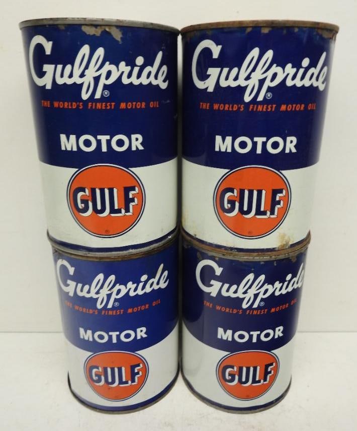 Gulf Gulfpride Motor Oil Quart Cans Auction