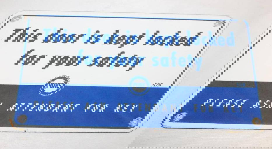 Pure Service Station Restroom Door Porcelain Sign