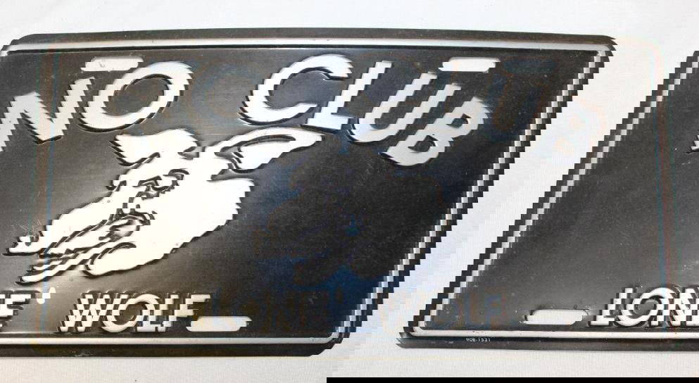 Lone Wolf No Club Advertising License Plate Auction