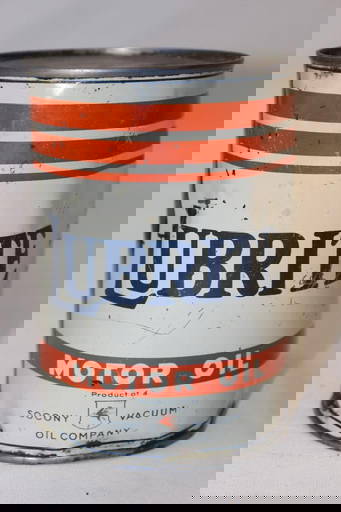 Socony Mobil Luberite Metal 1 Quart Motor Oil Can