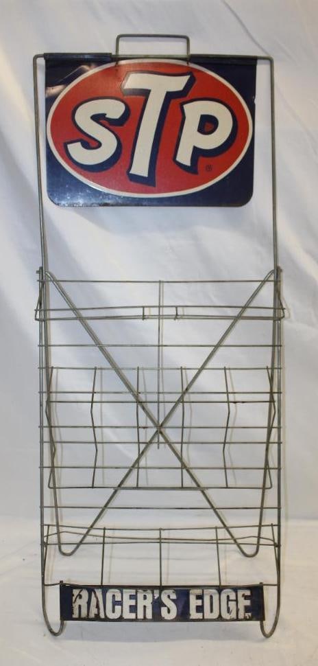 Stp Racers Edge Oil Can Display Rack Auction