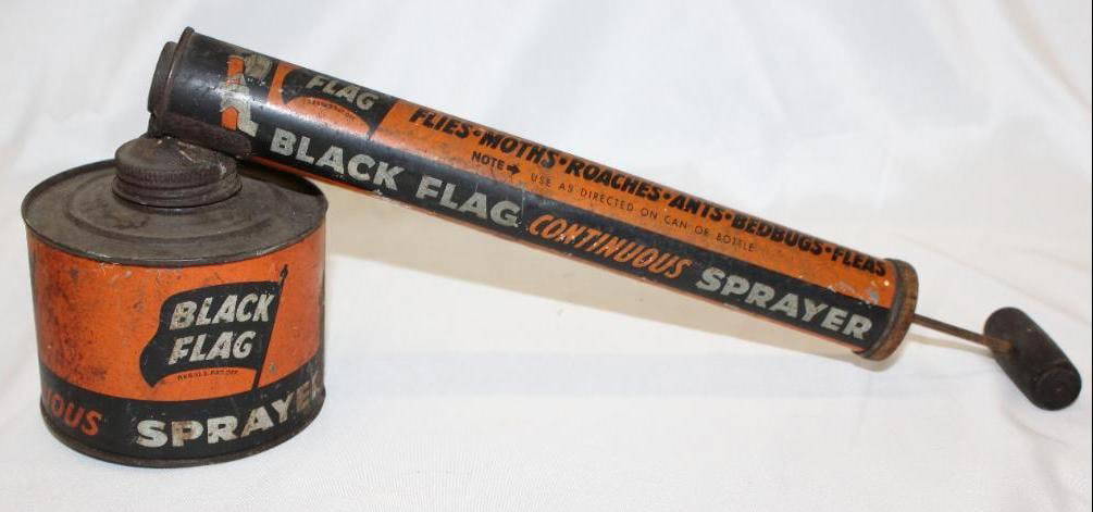 Black Flag Advertising Insect Sprayer Can Auction