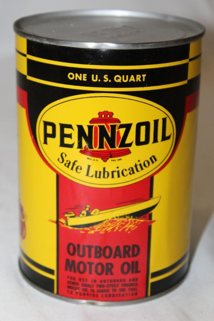 Graphic Pennzoil Outboard Motor Oil Metal 1 Quart Can Auction