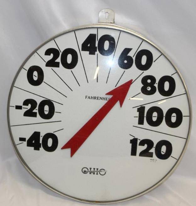 Ohio Round Jumbo Dial Advertising Thermometer Auction