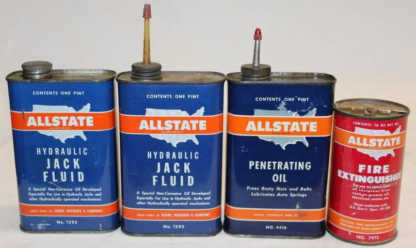 Group Of 4 Sears Allstate Oil Cans And Fire Extinguisher
