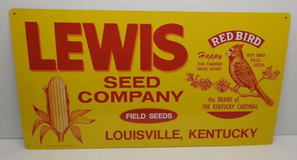Lewis Red Bird Seed Company Sign Auction