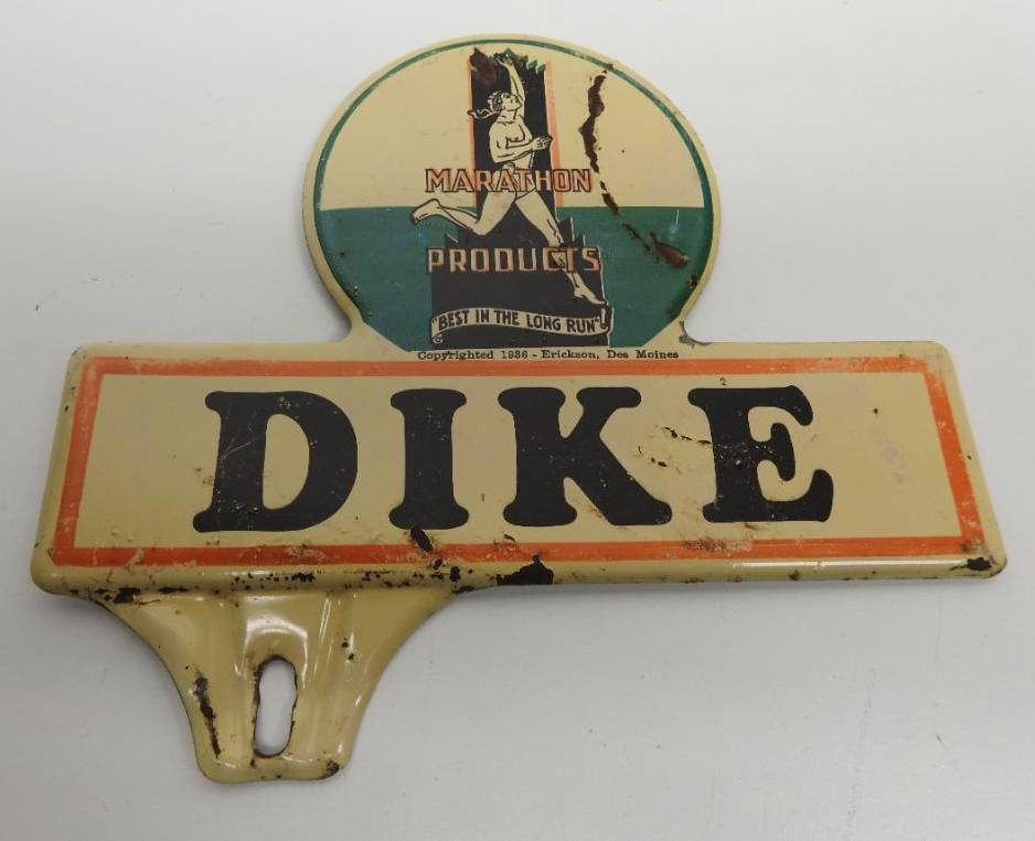 Marathon Products License Plate Topper Sign Auction
