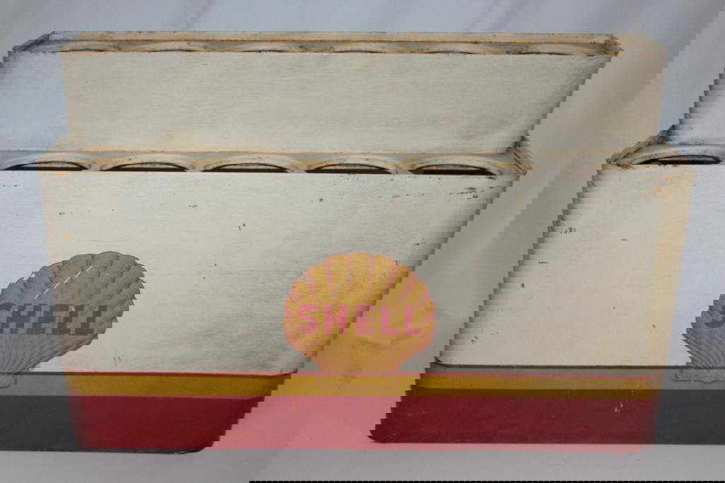 Shell Oil Co Gas Station Display Oil Bottle Rack Auction