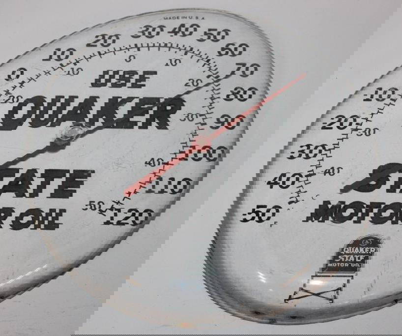 Quaker State Round Advertising Thermometer Auction