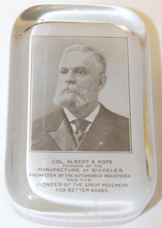Albert Pope Automobile Bicycle Advertising Paperweight Auction
