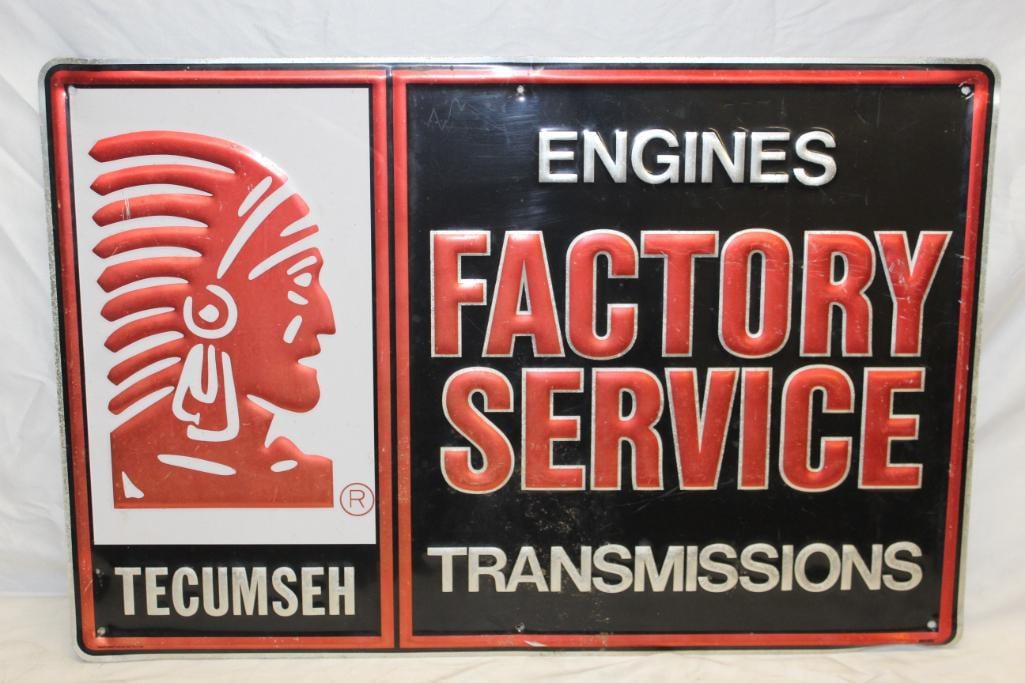 Tecumseh Embossed Factory Service Sign Auction
