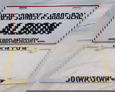 Downtown Ford And Albion Mercury Advertising License Plate And Frame
