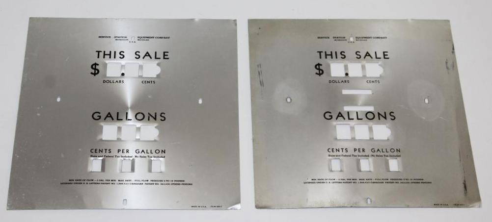 Pair Of Service Station Equipment Gas Pump Face Plates