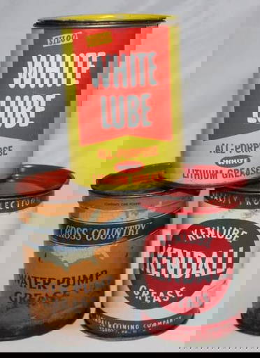 Group Of 3 One Lb Grease Cans Cross Country, Kendall, White Lube