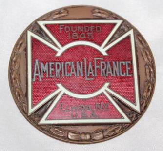 1914 1918 American Lafrance Firetruck Radiator Emblem Badge