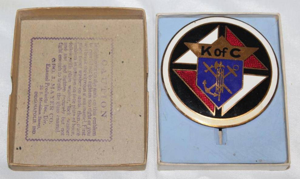 Nos Knights Of Columbus K Of C Automobile Radiator Emblem Badge Auction