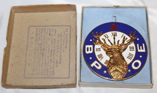 Nos Order Of Elks Bpoe Automobile Radiator Emblem Badge