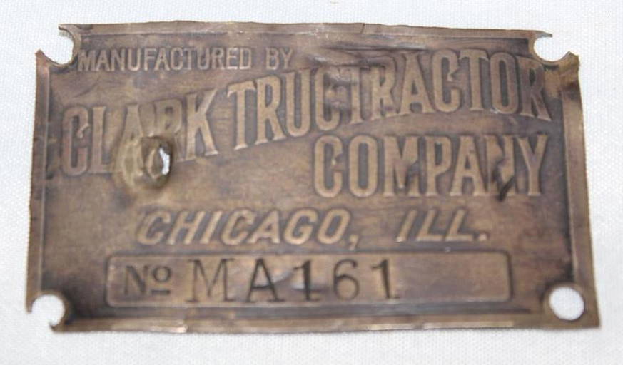 1917 1924 Clark Tructractor Co Forklift Serial Data Tag Emblem