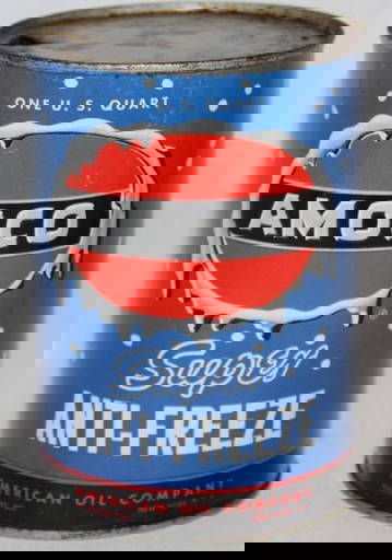 Amoco Super Antifreeze Metal 1 Quart Motor Oil Can