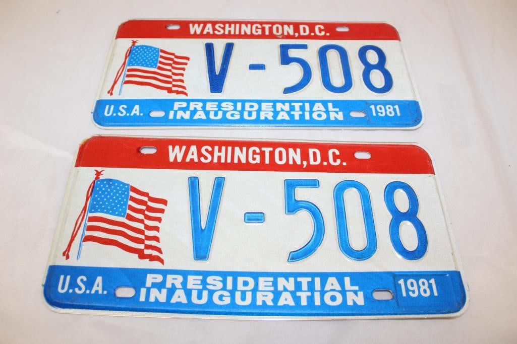 Pair Of 1981 Ronald Reagan Inauguration Washington Dc License Plates ...
