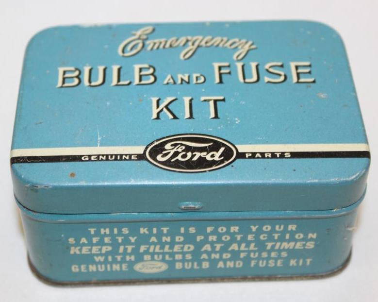 Ford Emergency Auto Bulb And Fuse Kit Advertising Tin Auction