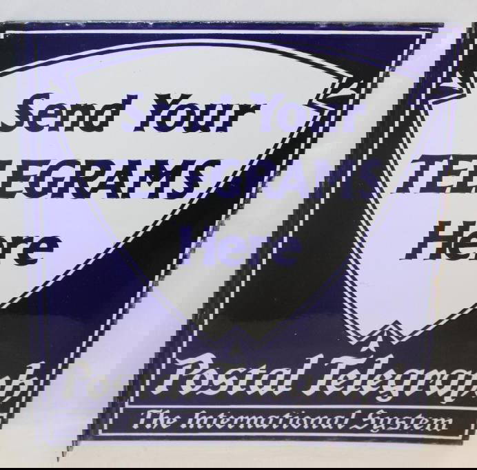 Postal Telegraph Telegram "the International System" Porcelain Flange ...