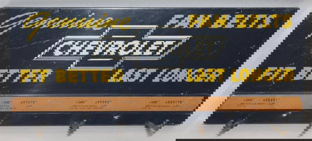 Early Chevrolet "bow Tie" Advertising Fan Belt Display Rack