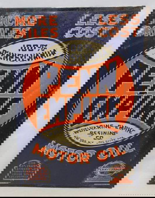 Early Penn-empire Wolverine Refining Motor Oil Kemper Thomas Sign Auction