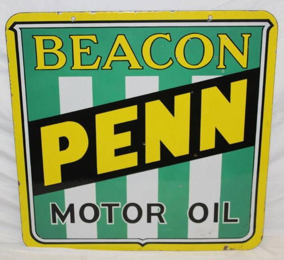 Colonial Beacon Penn Motor Oil Porcelain Sign Dsp