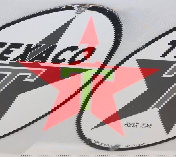 Small 8" Texaco Porcelain Lubester Sign Ssp Auction